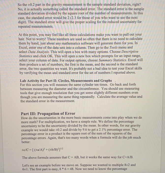Part I: Using Linest A key concept in any lab science | Chegg.com
