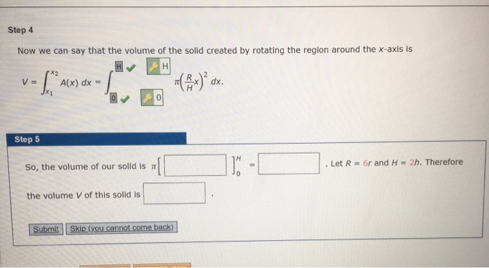 Solved Tutorial Exercise Find the volume V of the described | Chegg.com