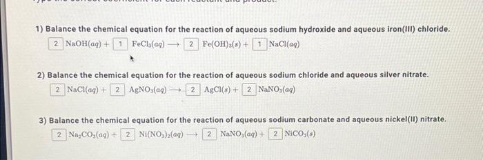 Solved 1) Balance the chemical equation for the reaction of | Chegg.com