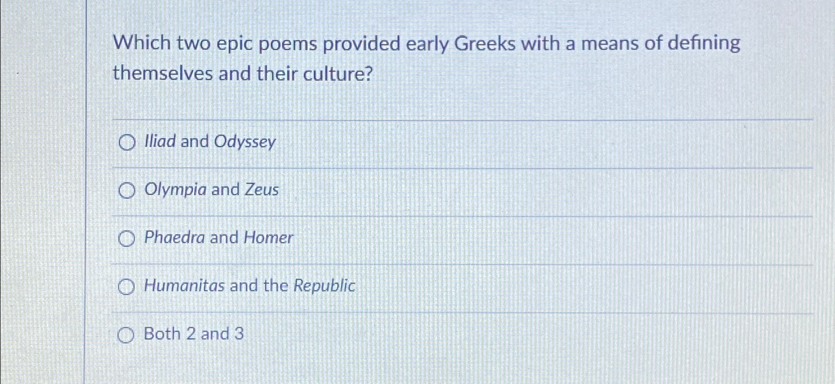 Solved Which two epic poems provided early Greeks with a | Chegg.com