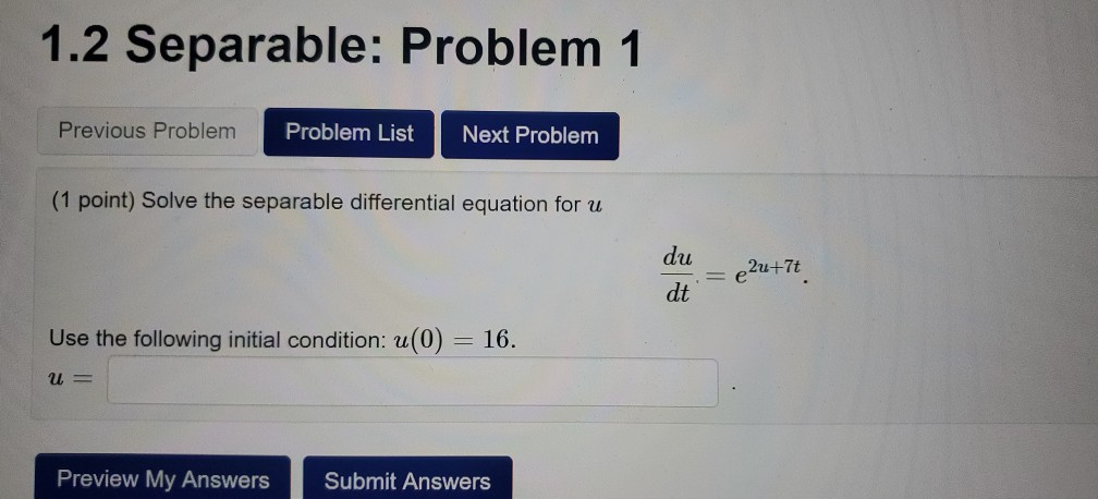 Solved 1.2 Separable: Problem 1 Previous Problem Problem | Chegg.com
