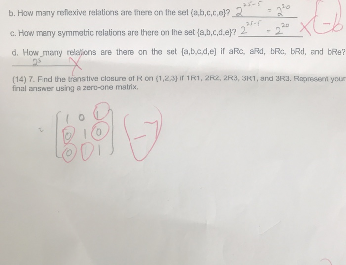 Solved b. How many reflexive relations are there on the set | Chegg.com
