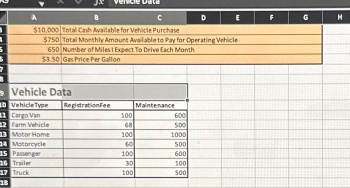 6. Use VLOOKUP to calculate the registration fee for | Chegg.com