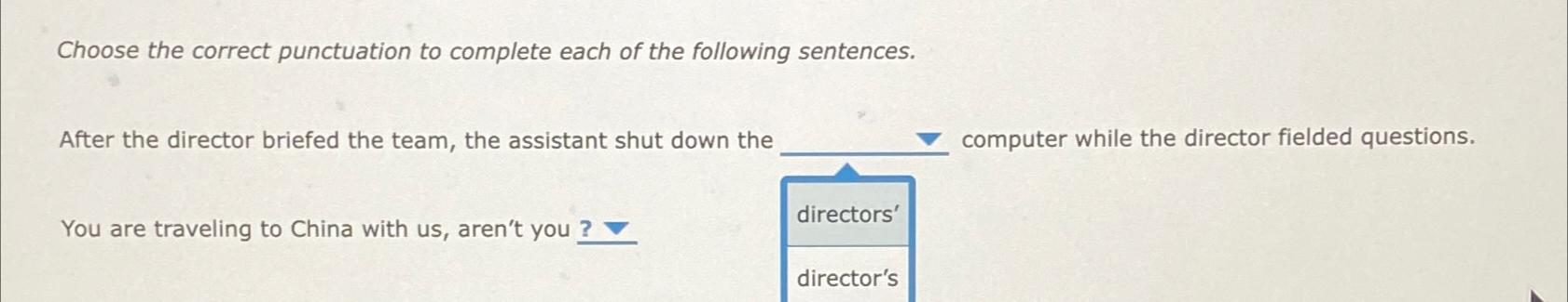 Solved Choose the correct punctuation to complete each of | Chegg.com