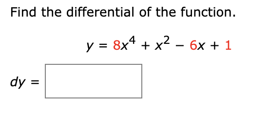 Solved Find the differential of the | Chegg.com