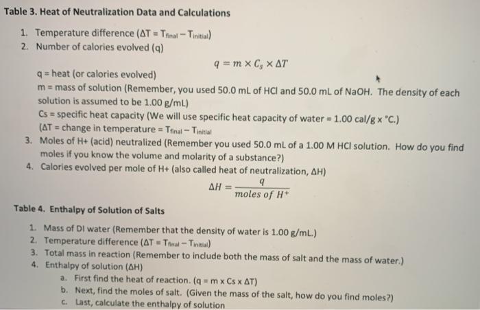Solved (10pts) Part A. Heat of Neutralization Table view | Chegg.com