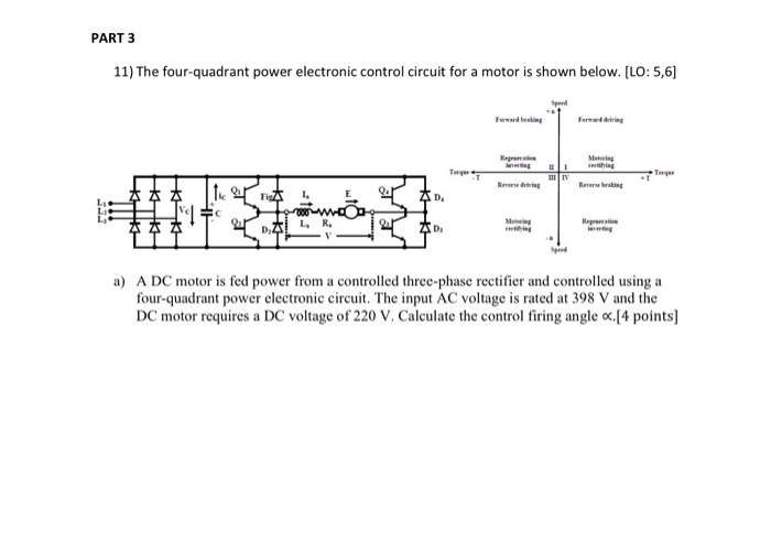 Solved PART 3 11) The four-quadrant power electronic control | Chegg.com