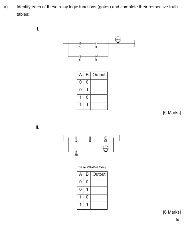 Solved a) ﻿Identify each of these relay logic functions | Chegg.com