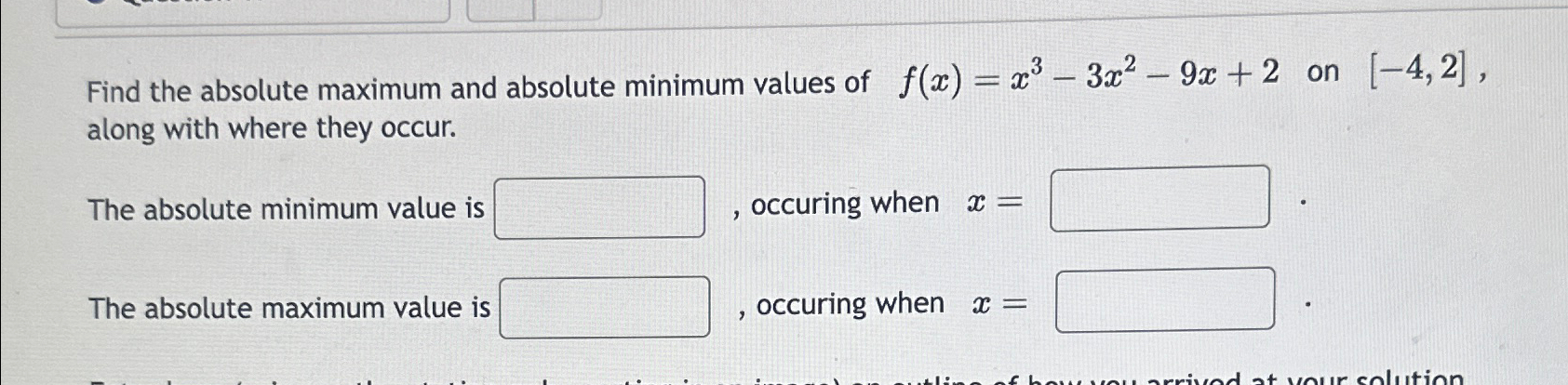 Solved Find the absolute maximum and absolute minimum values | Chegg.com
