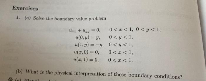 Solved Exercises 1. (a) Solve the boundary value problem Urr | Chegg.com