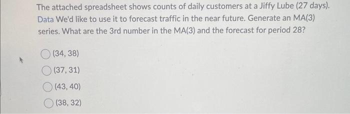 Solved The attached spreadsheet shows counts of daily | Chegg.com