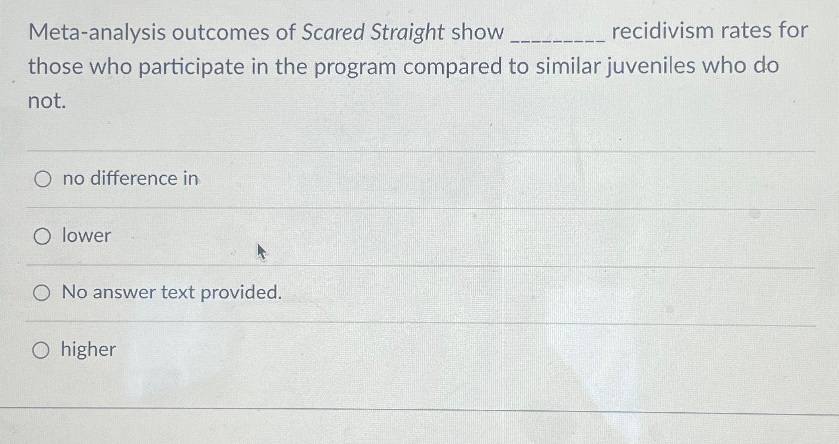 Solved Meta-analysis outcomes of Scared Straight show | Chegg.com