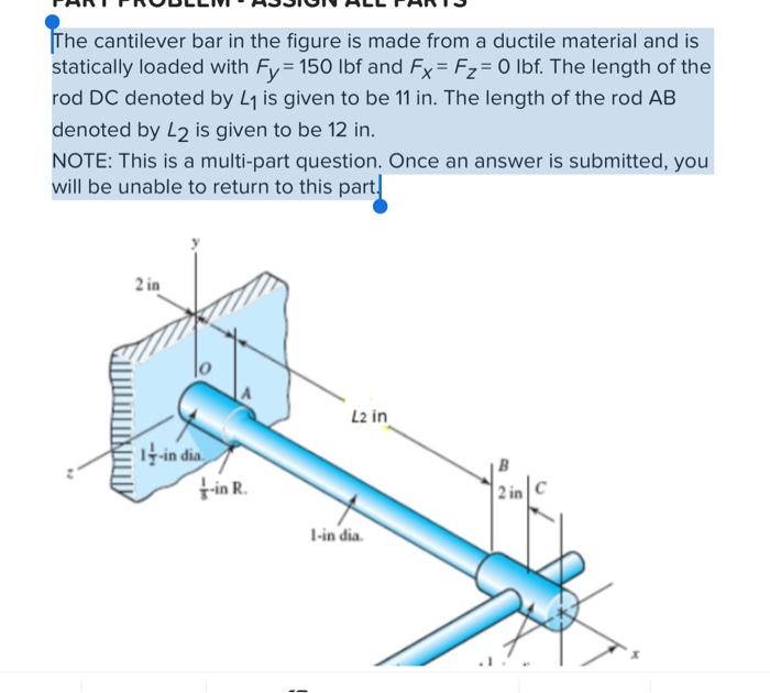 Solved The cantilever bar in the figure is made from a | Chegg.com