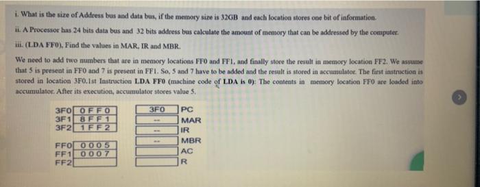 Solved 1. What is the size of Address bus and data bus, if | Chegg.com