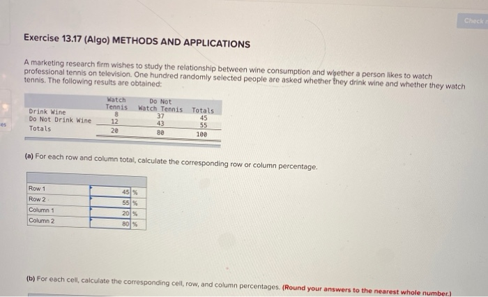 Solved Check Exercise 13.17 (Algo) METHODS AND APPLICATIONS | Chegg.com
