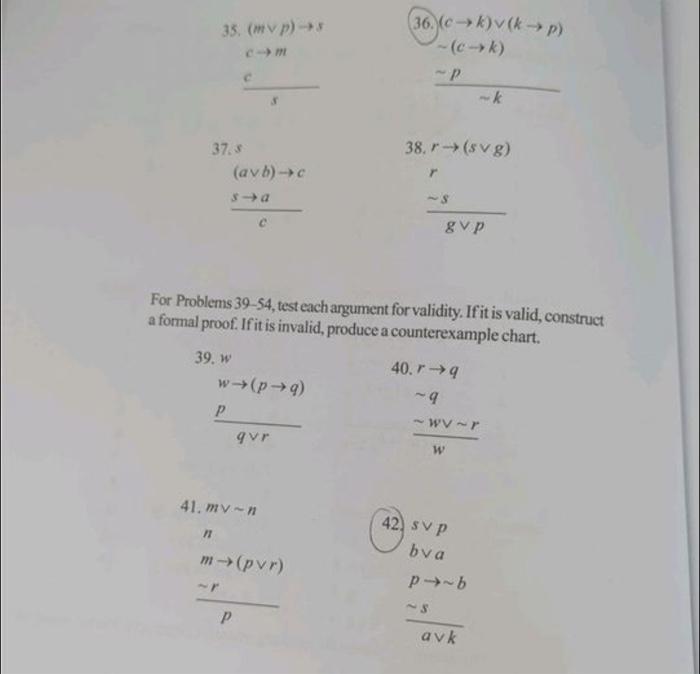 Solved Problems 33-38 are all valid arguments. Construct a | Chegg.com