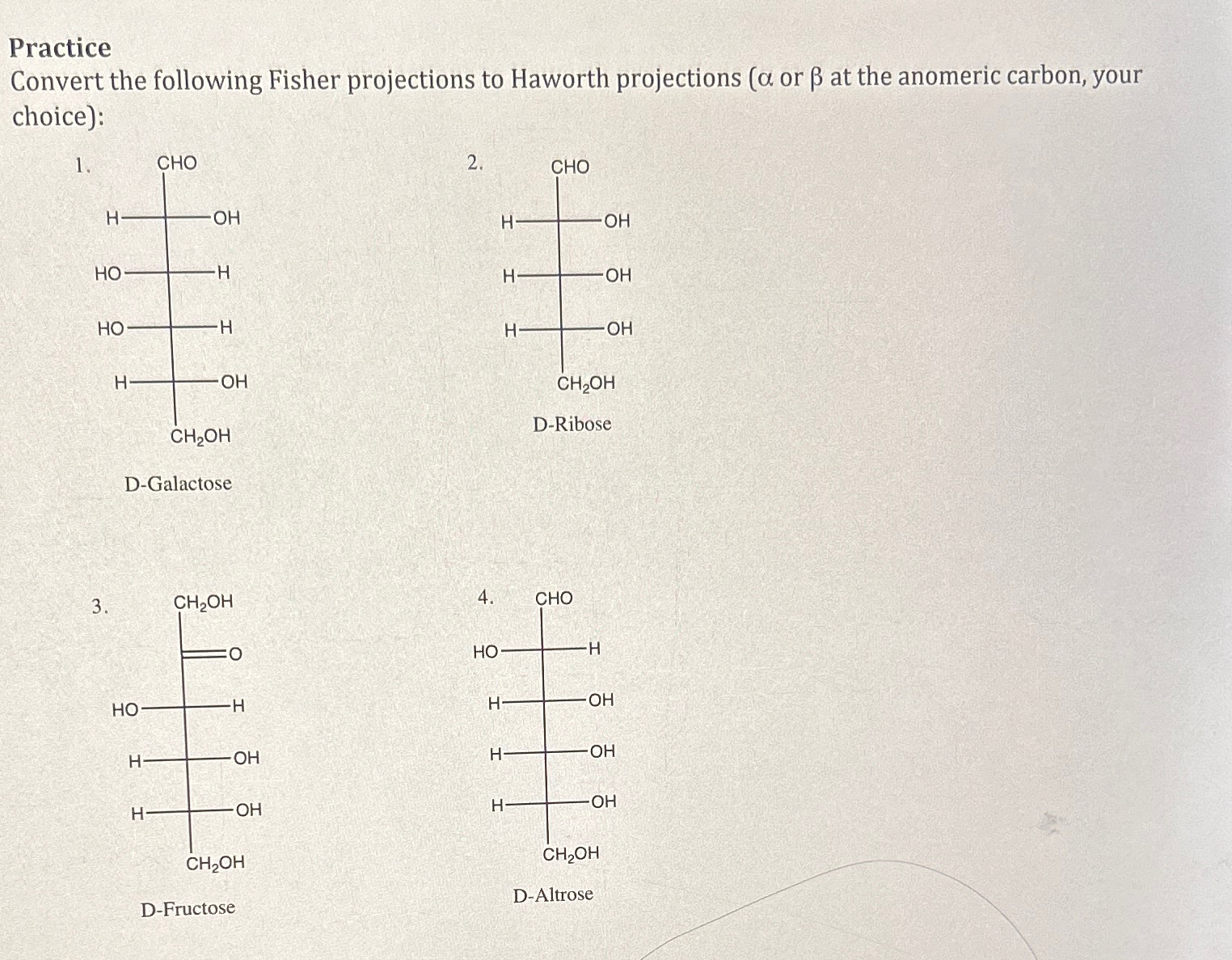 Solved PracticeConvert the following Fisher projections to | Chegg.com