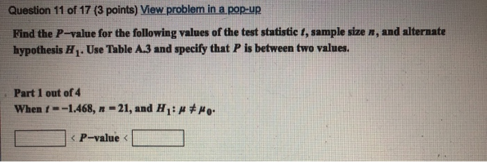 Solved Question 11 of 17 (3 points) View problem in a pop-up | Chegg.com