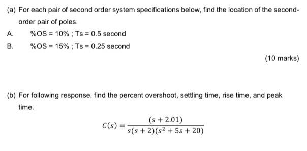 Solved (a) For each pair of second order system | Chegg.com
