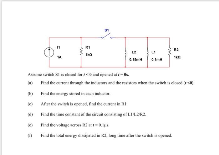 Solved Assume switch S1 is closed for t