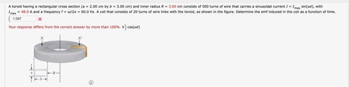 Solved A toroid having a rectangular cross section (a - 2.00 | Chegg.com