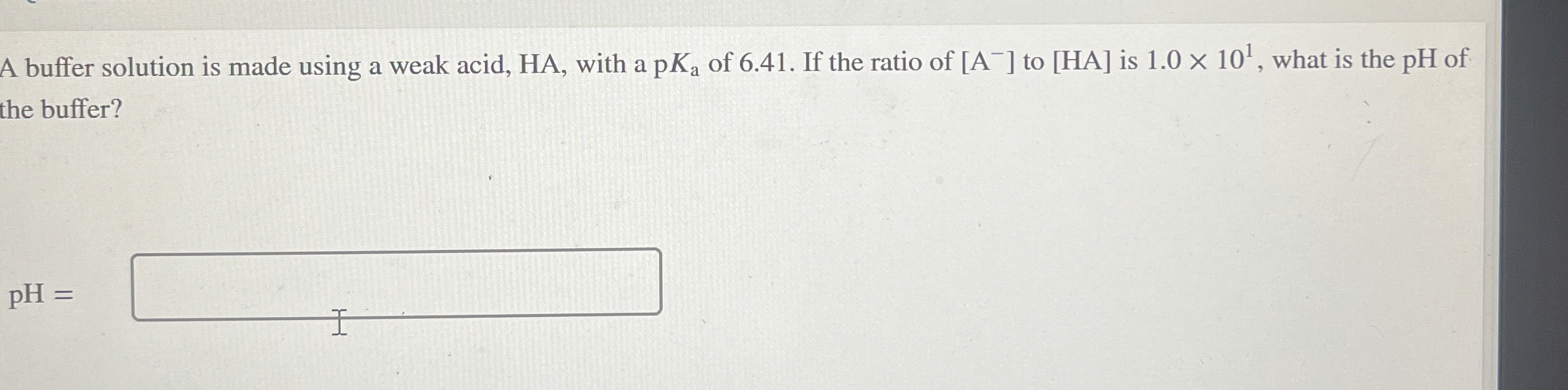 Solved A buffer solution is made using a weak acid, HA , | Chegg.com