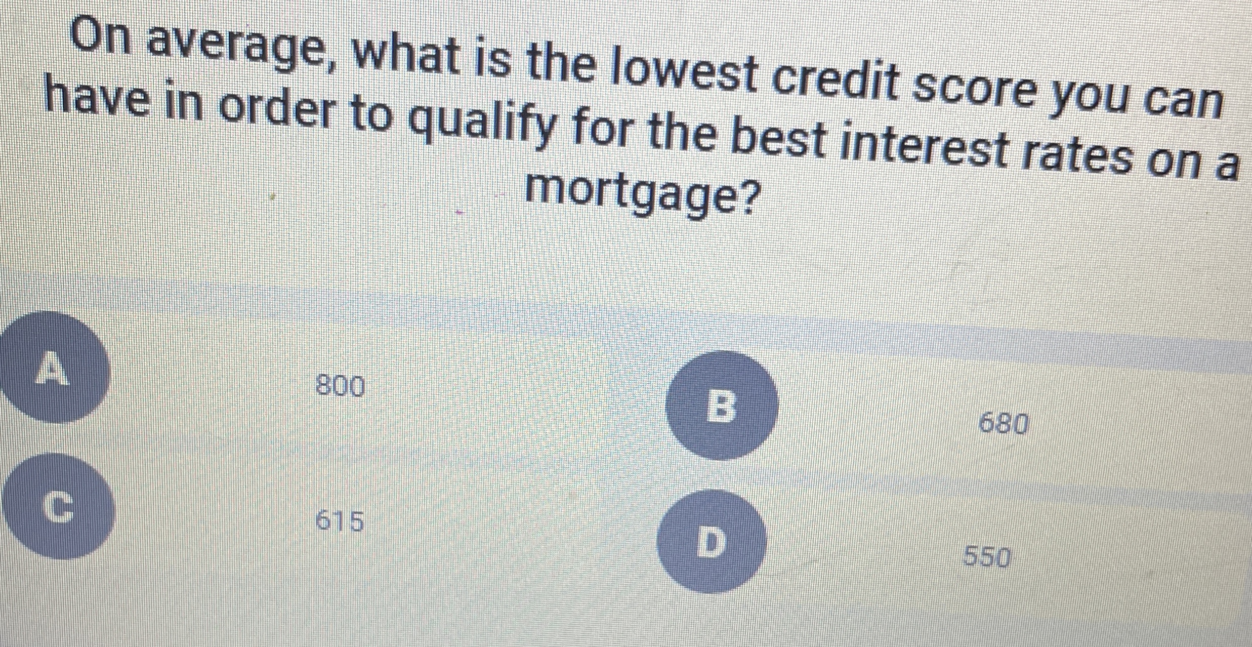 Solved On average, what is the lowest credit score you | Chegg.com