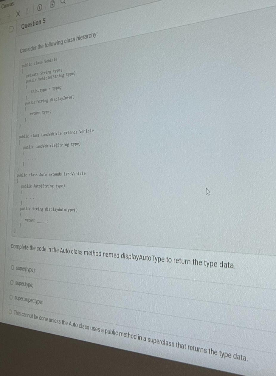 Solved Question 5consider the following class | Chegg.com Solved Question 5consider the following class | Chegg.com