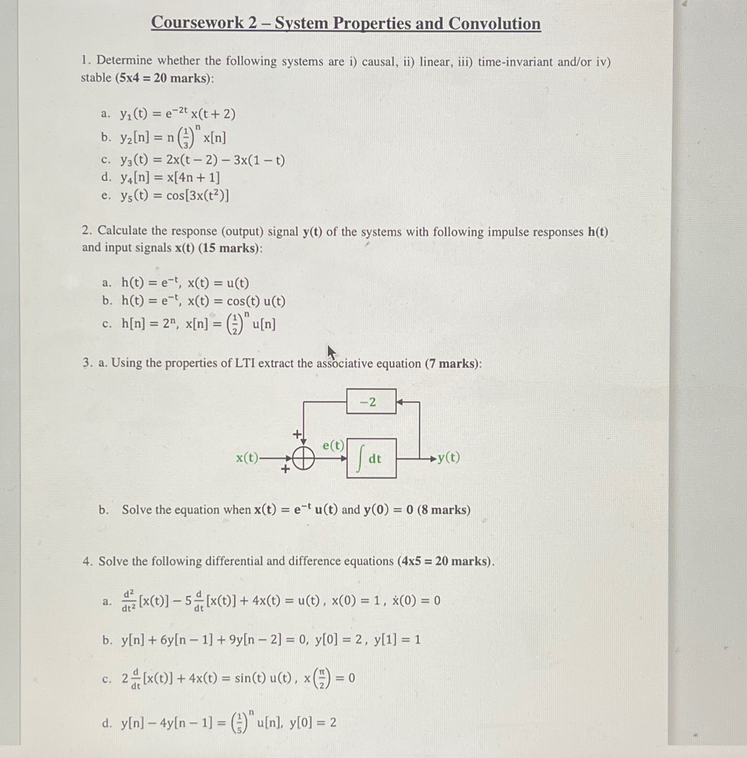 Solved Coursework 2 - ﻿System Properties and | Chegg.com
