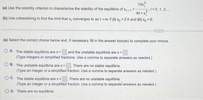 Solved (a) Use the stability criterion to characterize the | Chegg.com