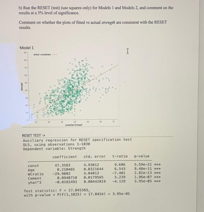Solved b) Run the RESET (test) (use squares only) for Models | Chegg.com