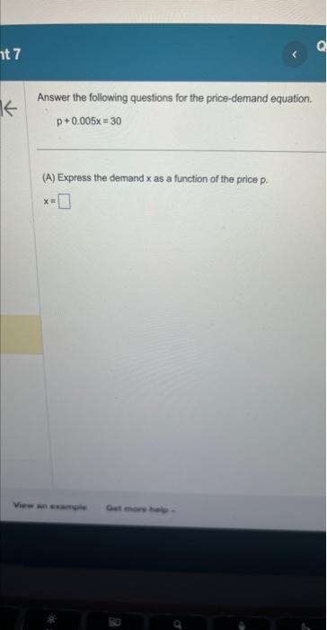 Solved Answer the following questions for the price-demand | Chegg.com