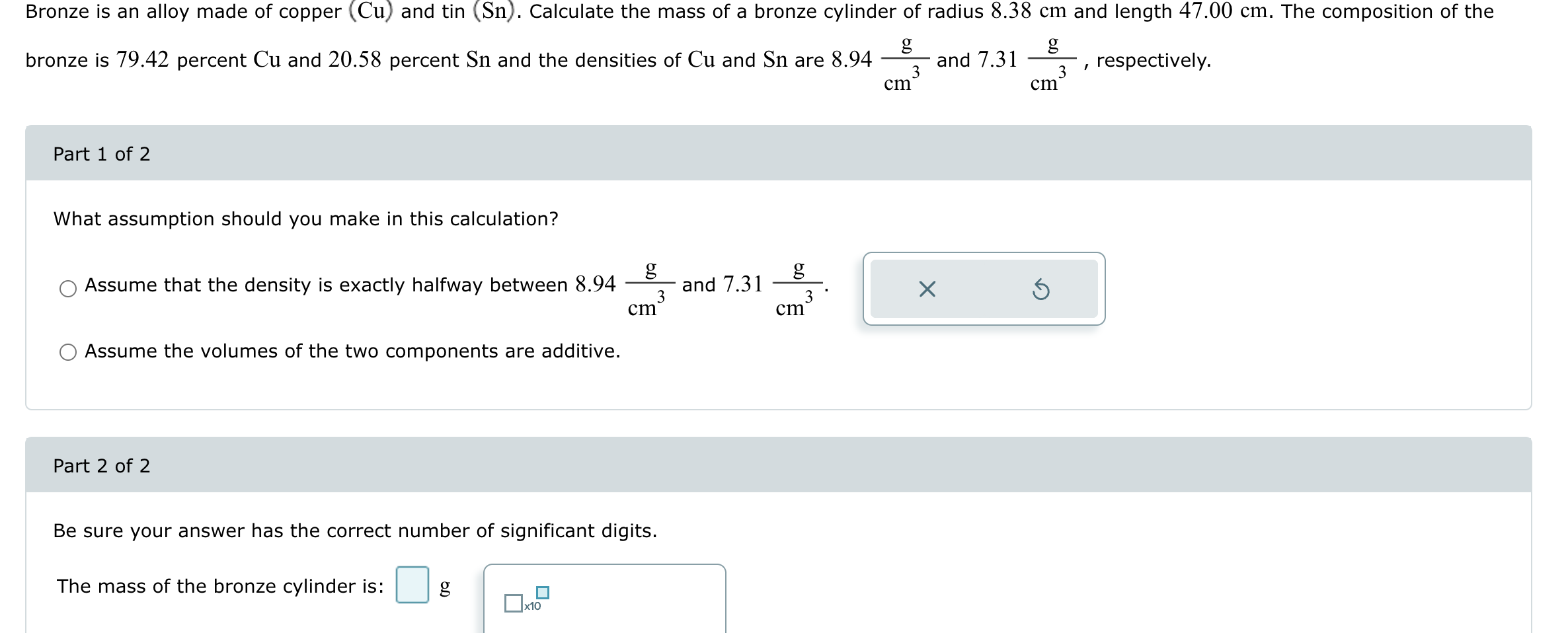 Solved Bronze is an alloy made of copper (Cu) ﻿and tin (Sn). | Chegg.com