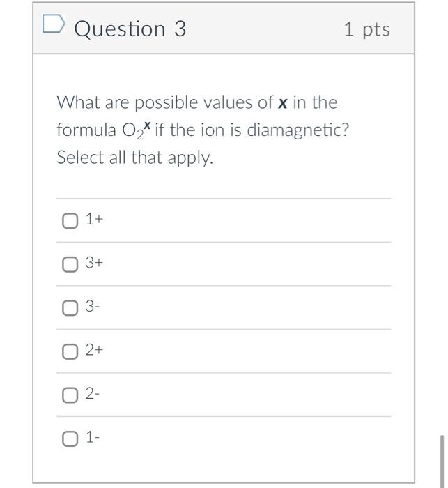 Solved Question 3 1pts What are possible values of x in the | Chegg.com
