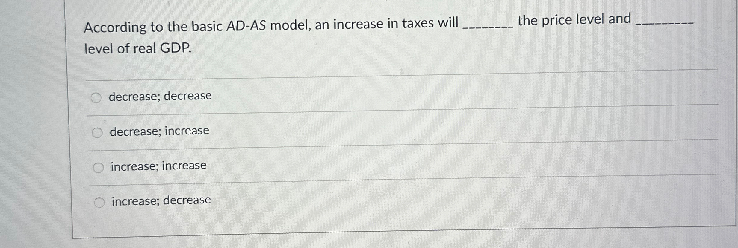 Solved According to the basic AD-AS model, an increase in | Chegg.com