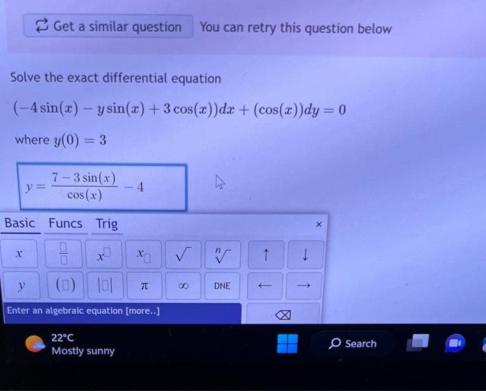 Solved You can retry this question below Solve the exact | Chegg.com