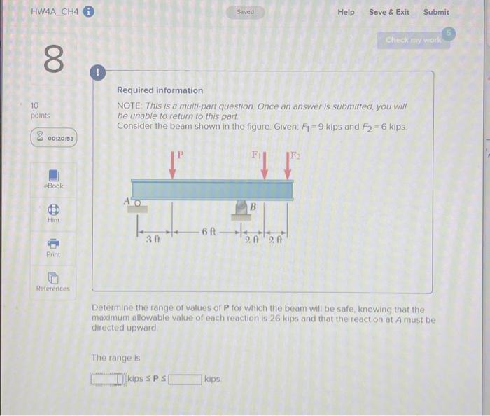 Solved HW4A_CH4 i 8 10 points 8 00:20:53 eBook B Hint Print | Chegg.com