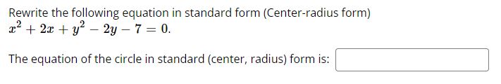 Solved Rewrite the following equation in standard form | Chegg.com