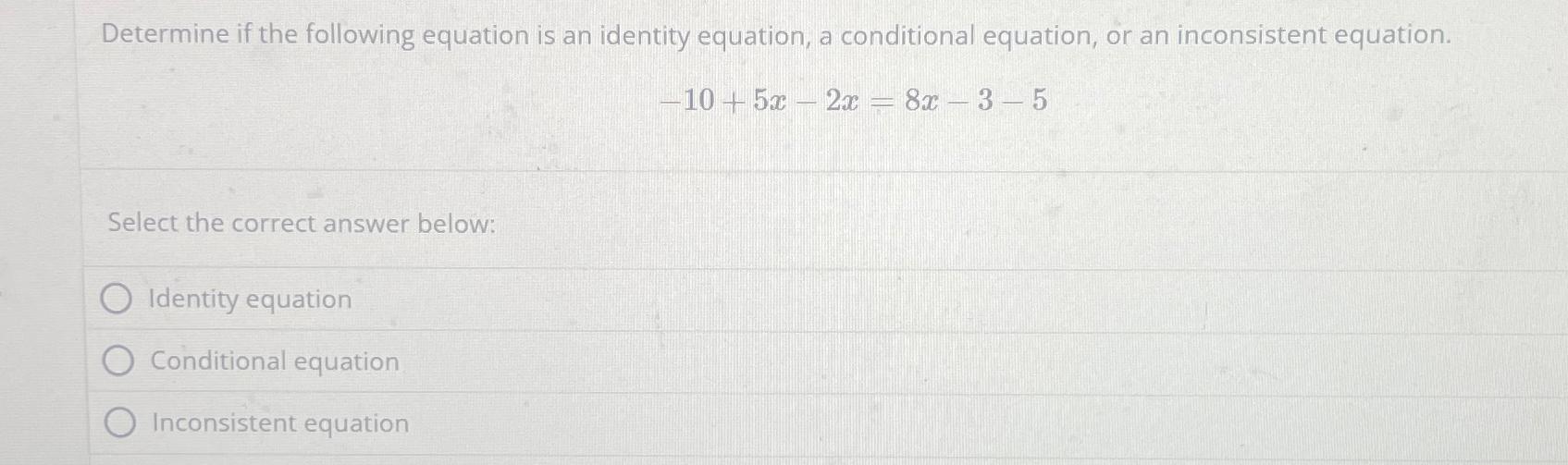 Solved Determine if the following equation is an identity | Chegg.com