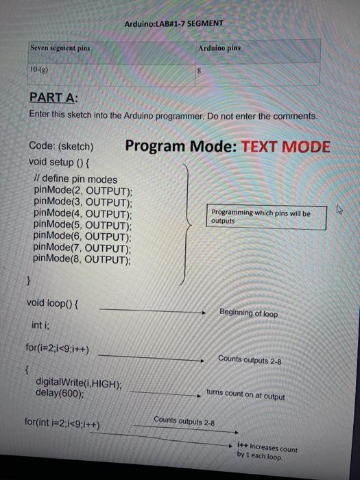 Solved Common Anode Parts A, B, C, D Text Mode 7 segment | Chegg.com