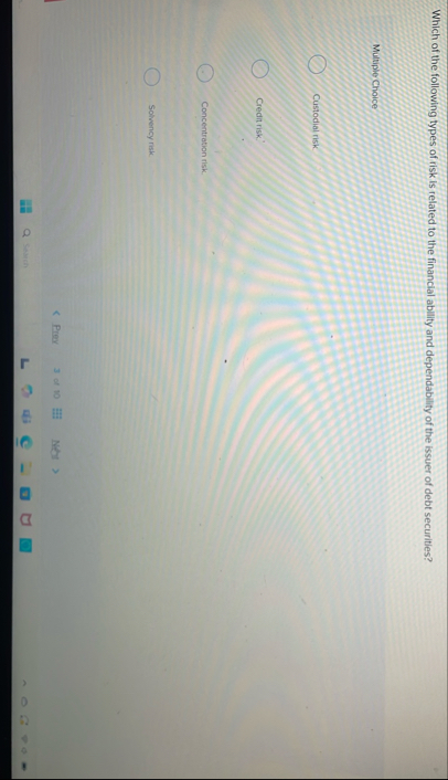 Solved Which of the following types of risk is related to | Chegg.com