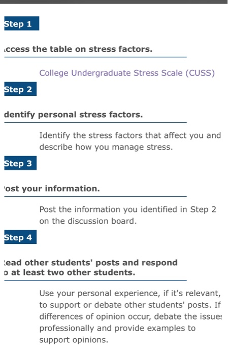 Solved Step 1 ccess the table on stress factors. College | Chegg.com
