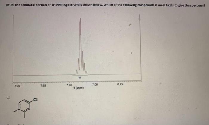 Solved 19 The Aromatic Portion Of 1h Nmr Spectrum Is Shown