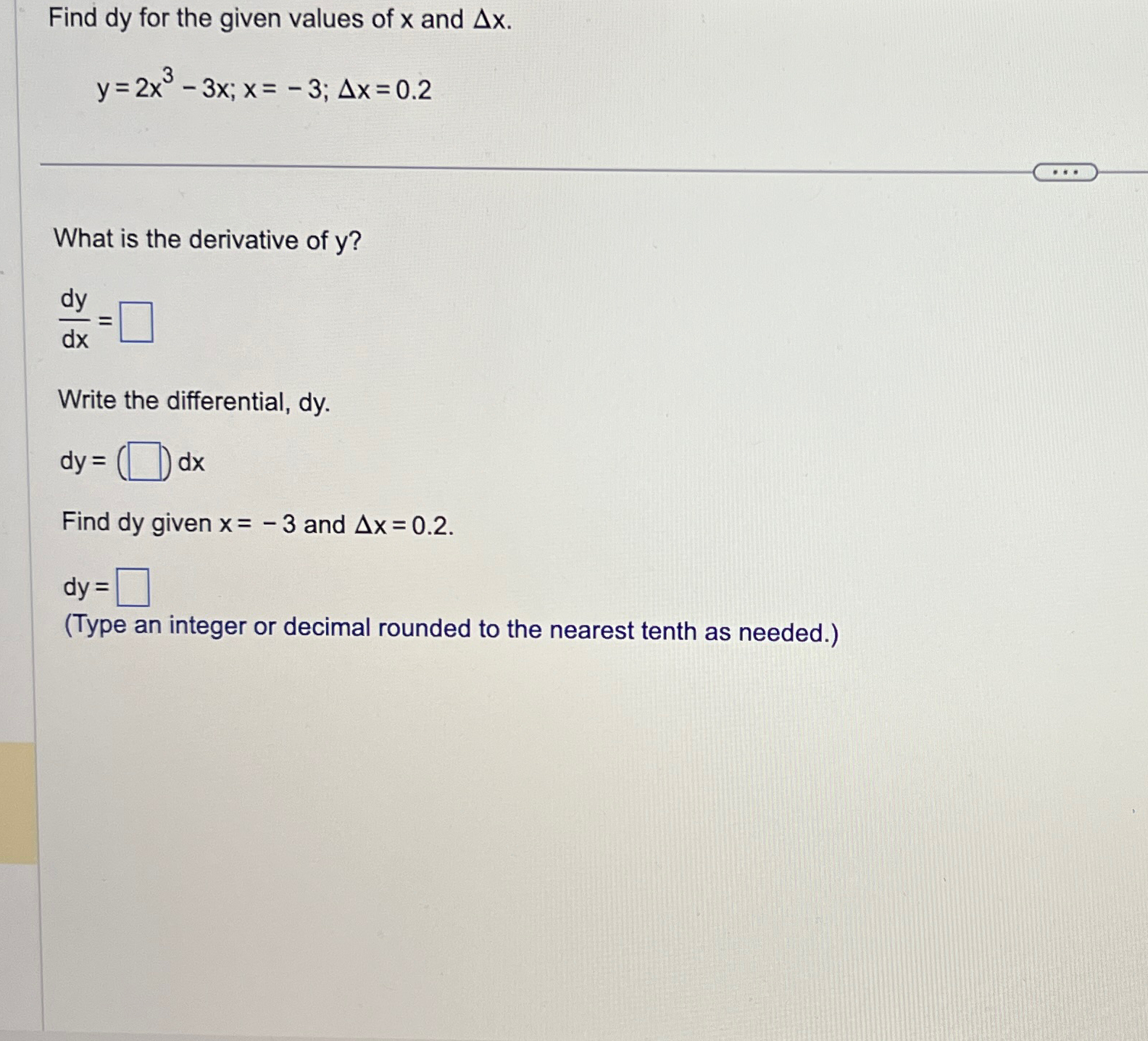 Solved Find dy ﻿for the given values of x ﻿and | Chegg.com