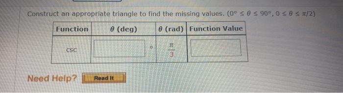 Solved Construct an appropriate triangle to complete the | Chegg.com