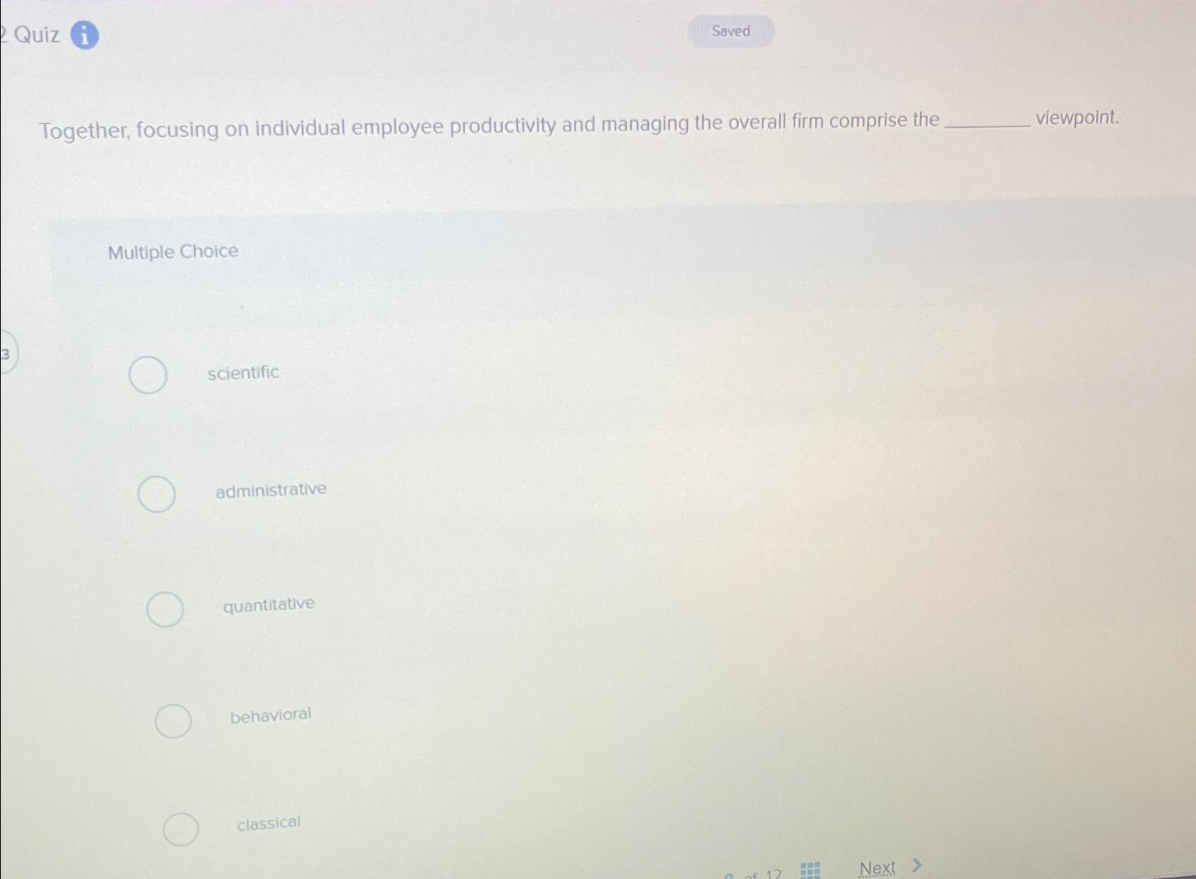 Solved Quiz (i)Together, focusing on individual employee | Chegg.com
