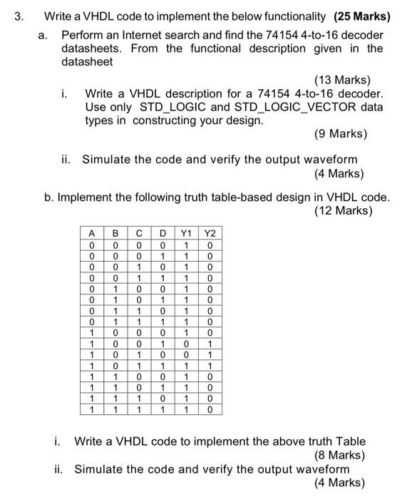 Solved 3. 3 Write a VHDL code to implement the below | Chegg.com