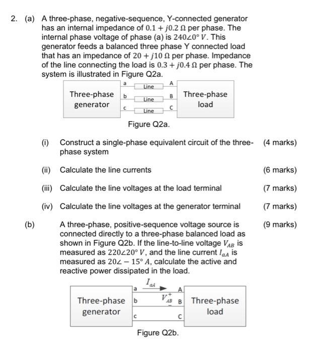 Solved 2. (a) A three-phase, negative-sequence, Y-connected | Chegg.com