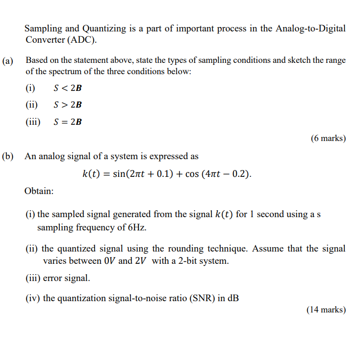 Solved Sampling and Quantizing is a part of important | Chegg.com