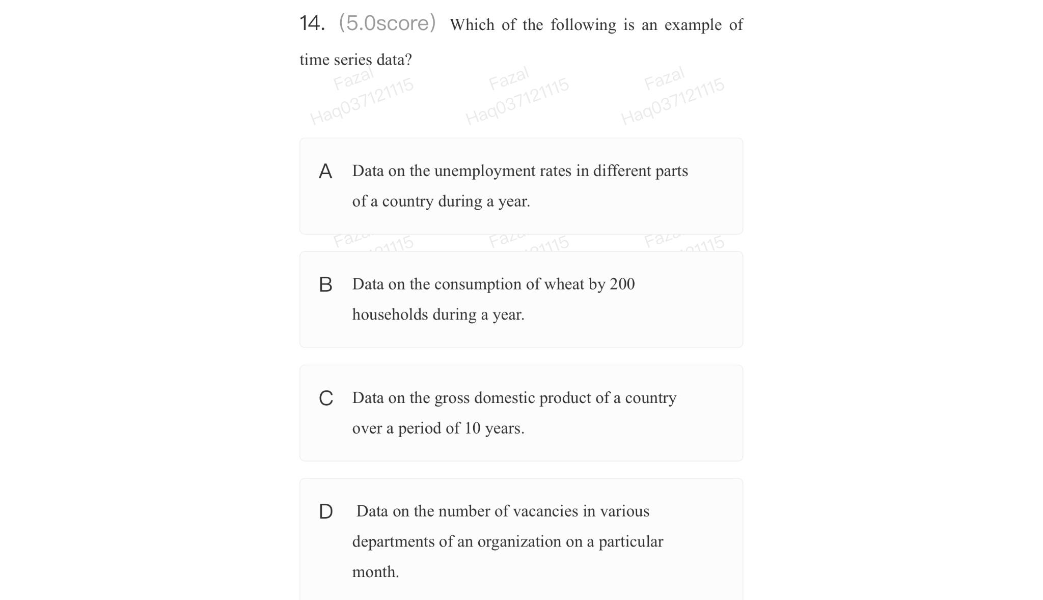 Solved (5.0score) ﻿Which of the following is an example of | Chegg.com